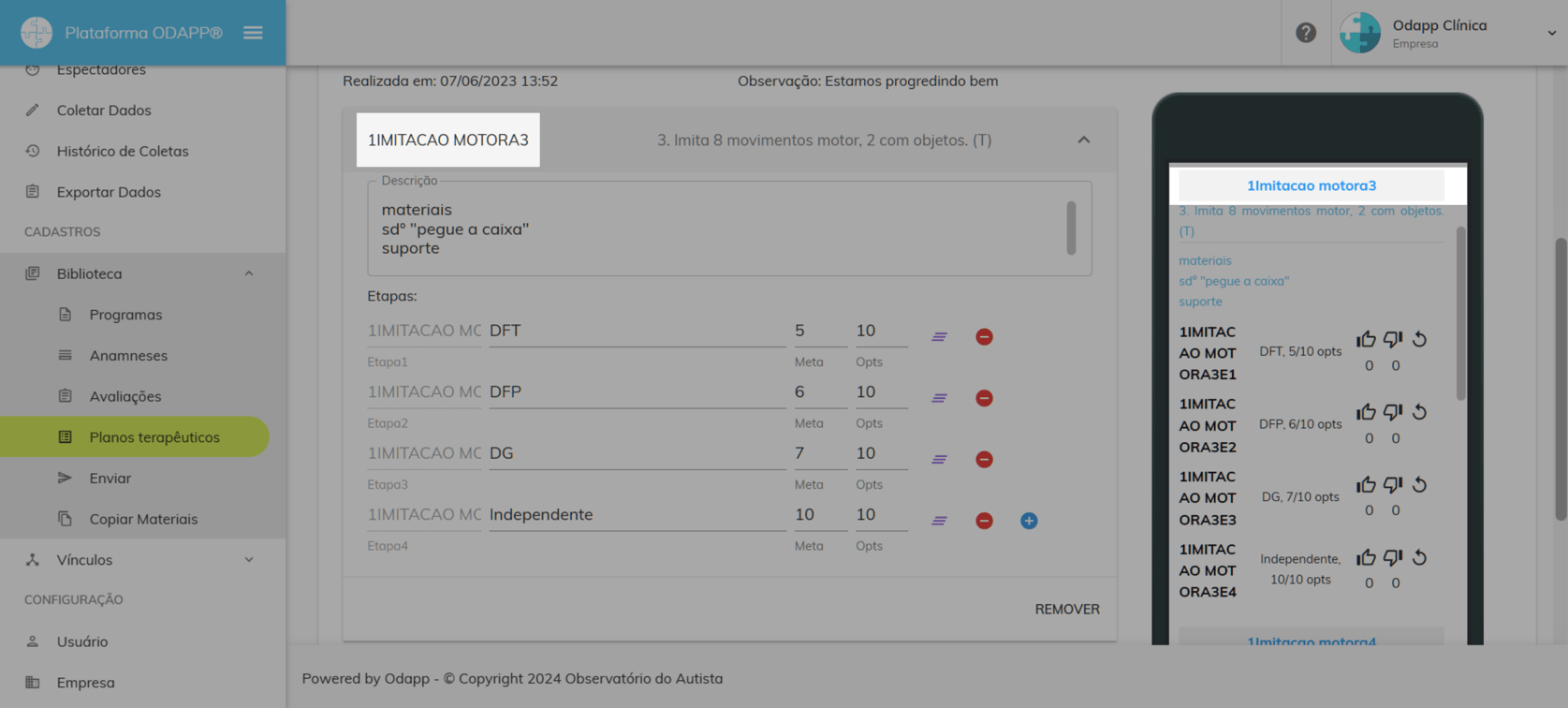 O que representam os rótulos nos Planos Terapêuticos?